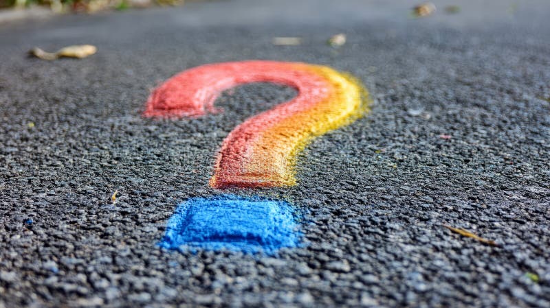 Colorful Chalk Question Mark Drawn on a Pavement. Stock Image - Image ...