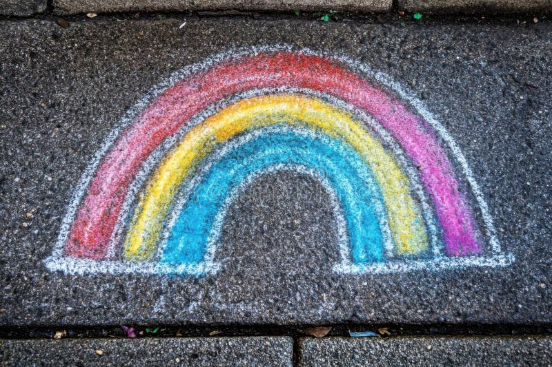Colorful Chalk Rainbow on Pavement - Creative Design for Art Projects ...
