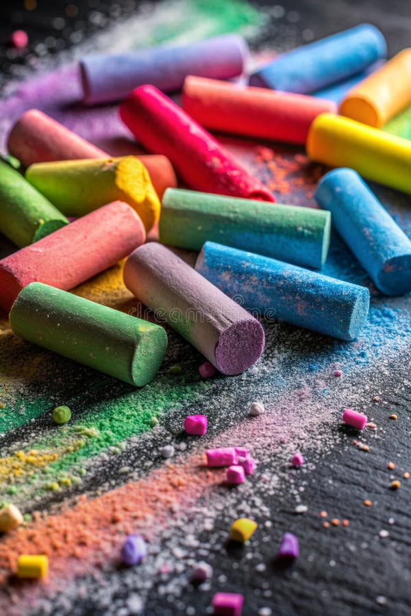 Colorful Chalk Sticks on a Black Background Stock Illustration ...