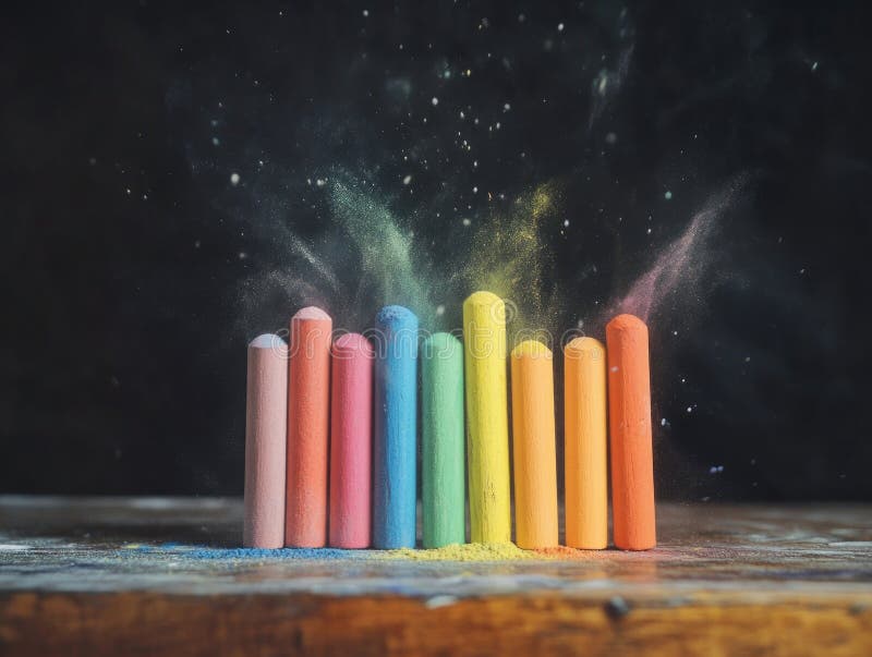 Colorful Chalk Sticks Exploding in Dust Stock Illustration ...