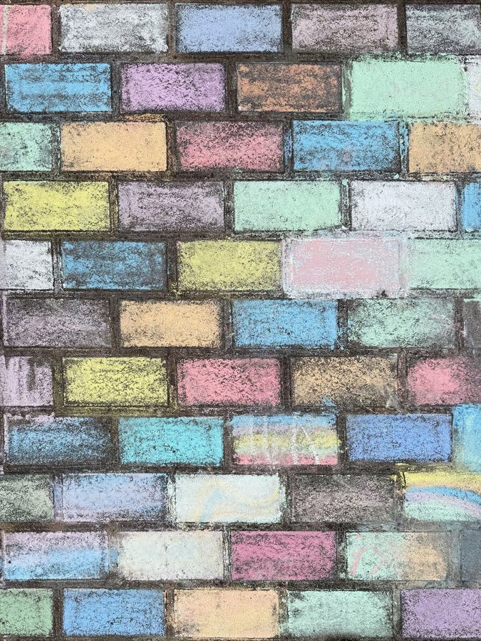Colorful Chalk Wall Created by School Children Stock Illustration ...