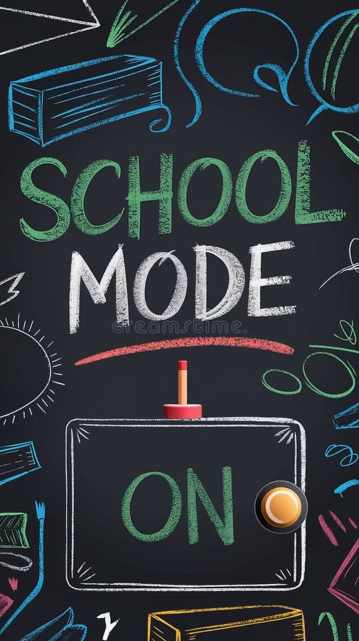 Colorful Chalkboard Design with School Mode on Text Stock Illustration ...