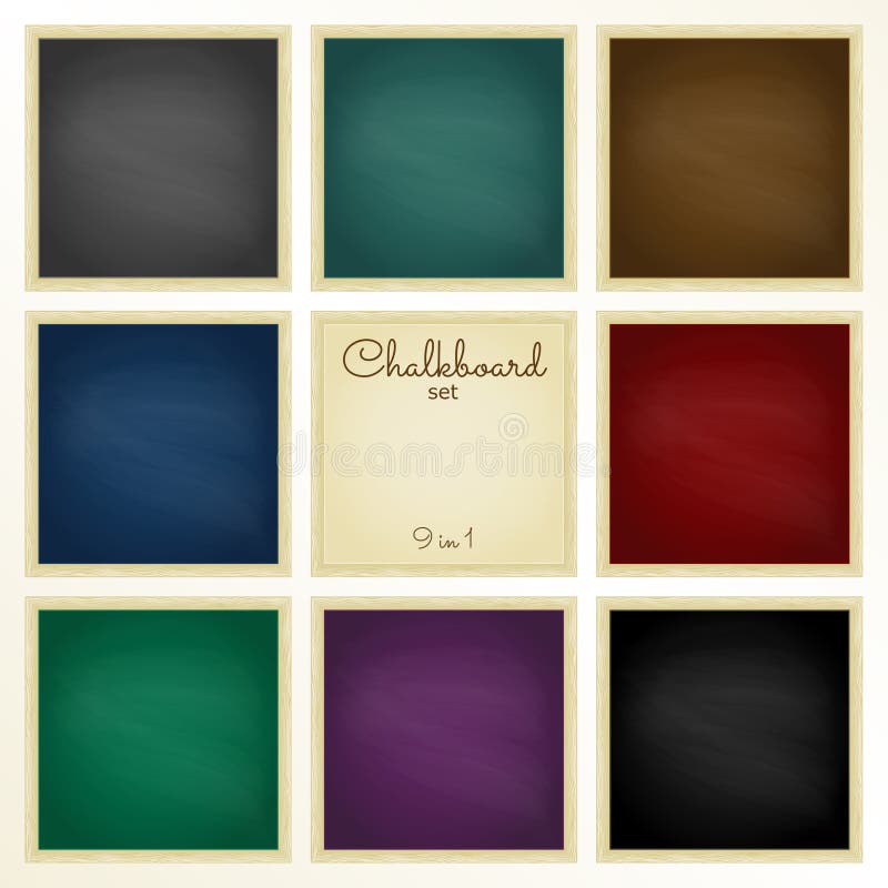 Colorful Chalkboard with Frame Set. 9 in 1. Design Template. Stock ...