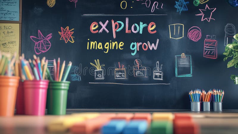 Dream, Learn, Create – Chalk Typography Concept Stock Illustration ...