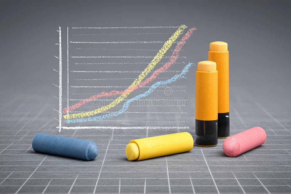 Colorful Chalks and a Dynamic Growth Chart Set Against a Gray ...