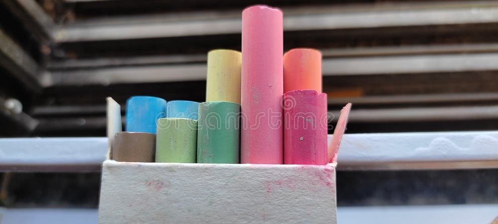 Colorful Chalks in packet stock image. Image of nail - 221114981