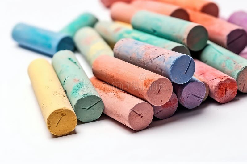Colorful Chalks on White Background, Closeup. Generative AI Stock ...