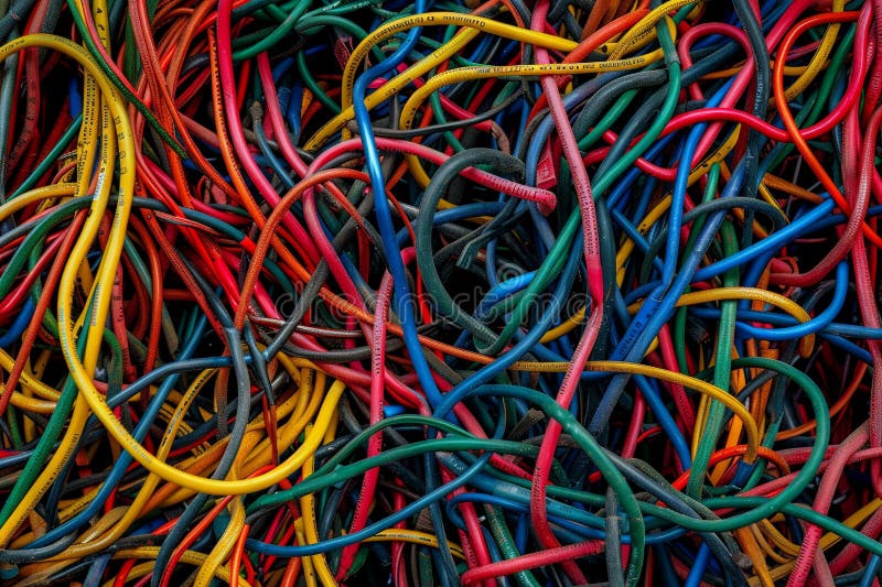 Colorful Chaos a Jumble of Vibrant Cables and Wires Stock Illustration ...