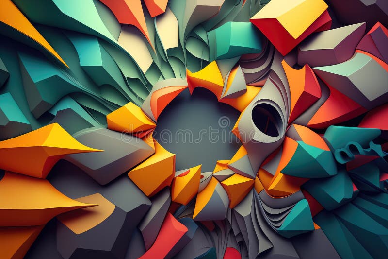 Colorful Chaos of Overlapping and Interlocking Shapes Stock ...