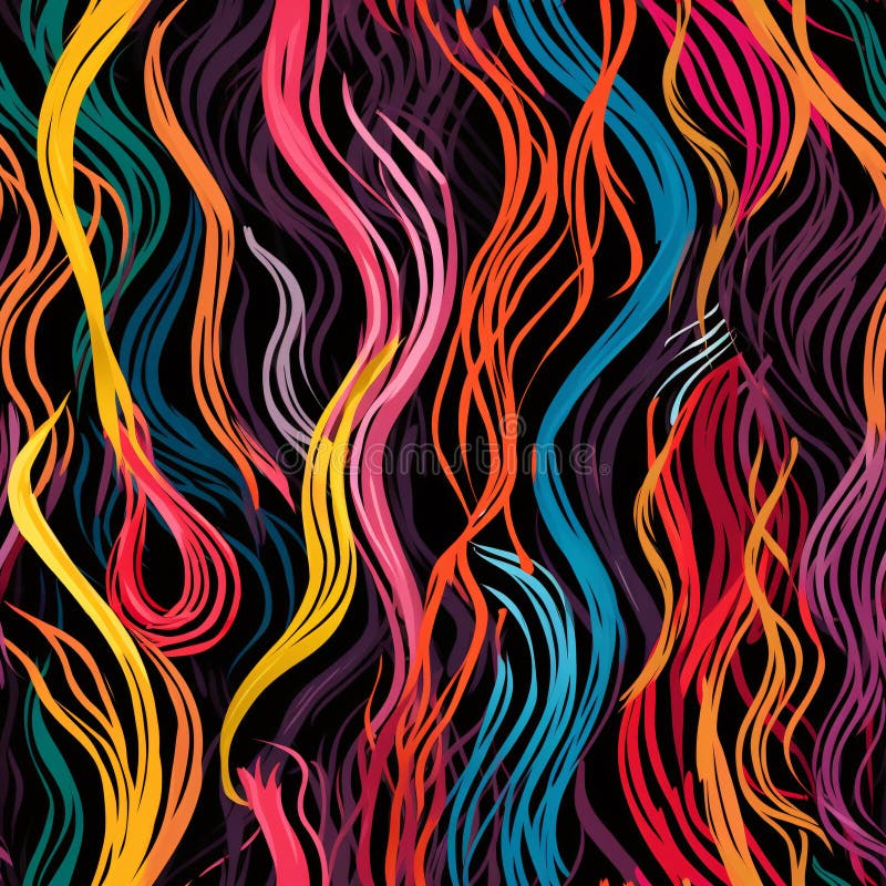 Colorful Charcoal Scribbles and Squiggles, Seamless Pattern for Bold ...