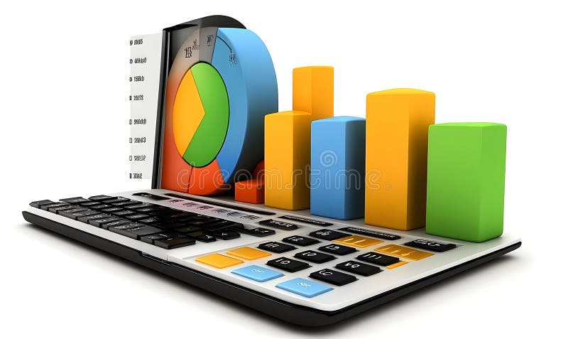 Colorful Charts on a Calculator Keyboard Stock Illustration ...