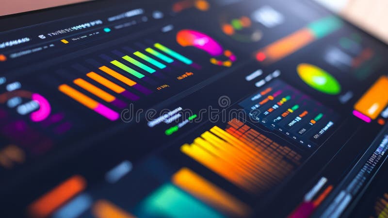 Colorful Charts and Graphs on a Laptop Screen Stock Image - Image of ...