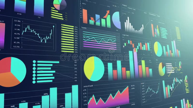 Financial Data Analysis Displaying Growing Trends in Slow Motion Stock ...