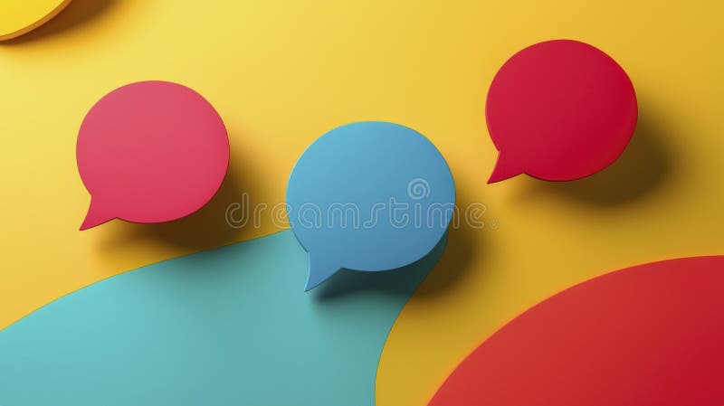 Colorful Chat Bubbles on Bright Yellow Background Stock Illustration ...