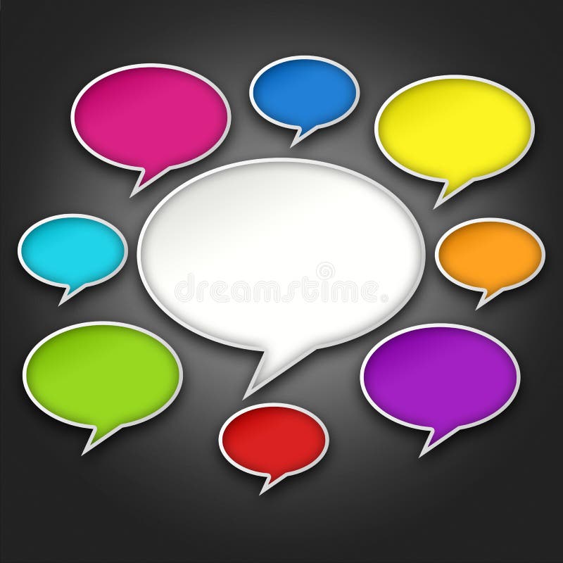 Colorful Chat Bubbles Conversation on Black Stock Illustration ...
