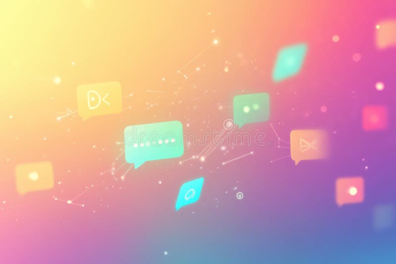 Abstract Visual of Chat Icons and Connections Showcasing Digital ...