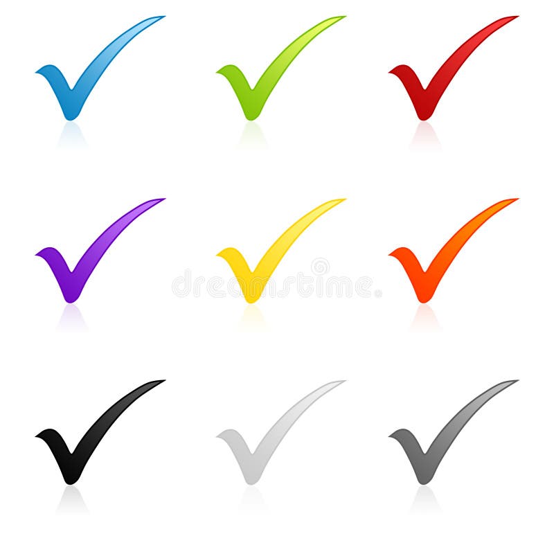 Colorful check mark set stock illustration. Illustration of design ...
