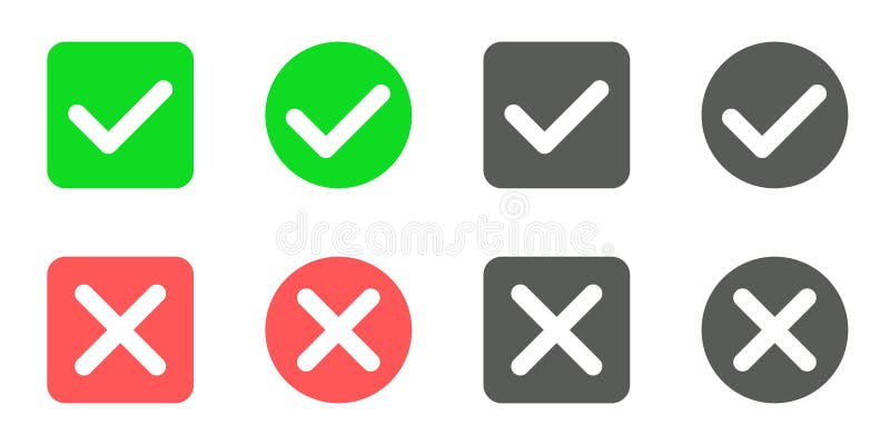 Colorful Check Marks and Crosses Set Stock Vector - Illustration of ...