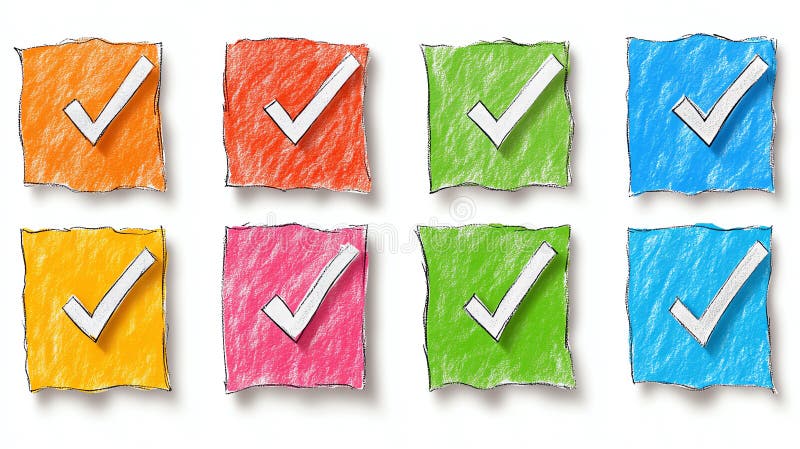Colorful Check Marks on Sticky Notes Illustrating Completion and Task ...