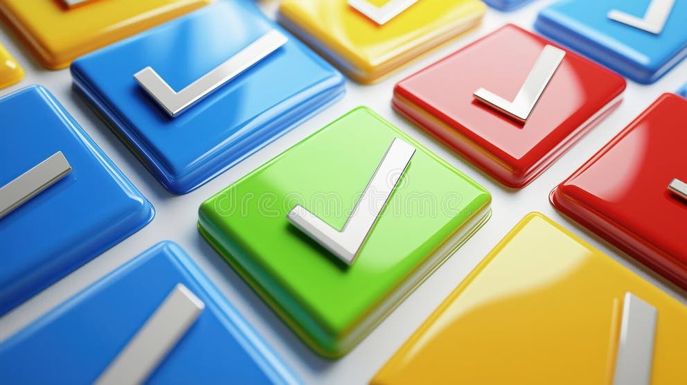 Colorful Checkboxes with Check Marks Representing Task Completion and ...