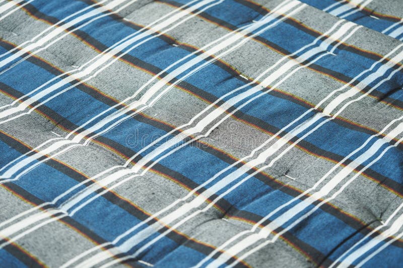 Colorful Checkered Mattress on Bed . Stock Image - Image of area, cozy ...