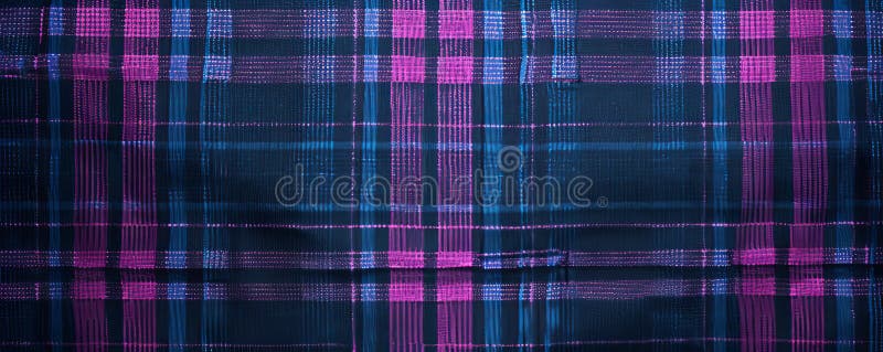 Colorful Checkered Pattern Fabric with Blue and Purple Hues, Textile ...