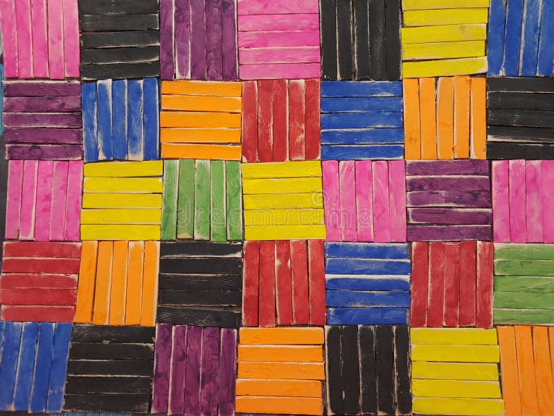 Colorful Checkered Wood Pattern Stock Image - Image of design, orange ...