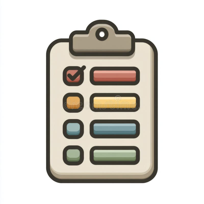 Colorful Checklist on Beige Clipboard Stock Illustration - Illustration ...