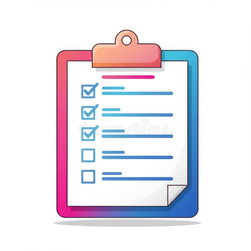 Colorful Checklist on a Clipboard Stock Illustration - Illustration of ...