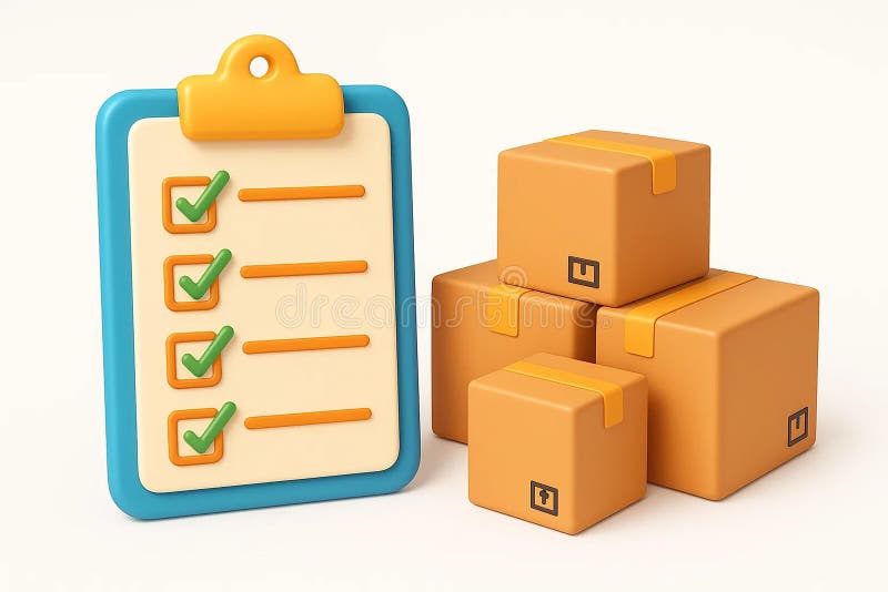 Colorful Checklist with Shipping Boxes for Organization Stock ...