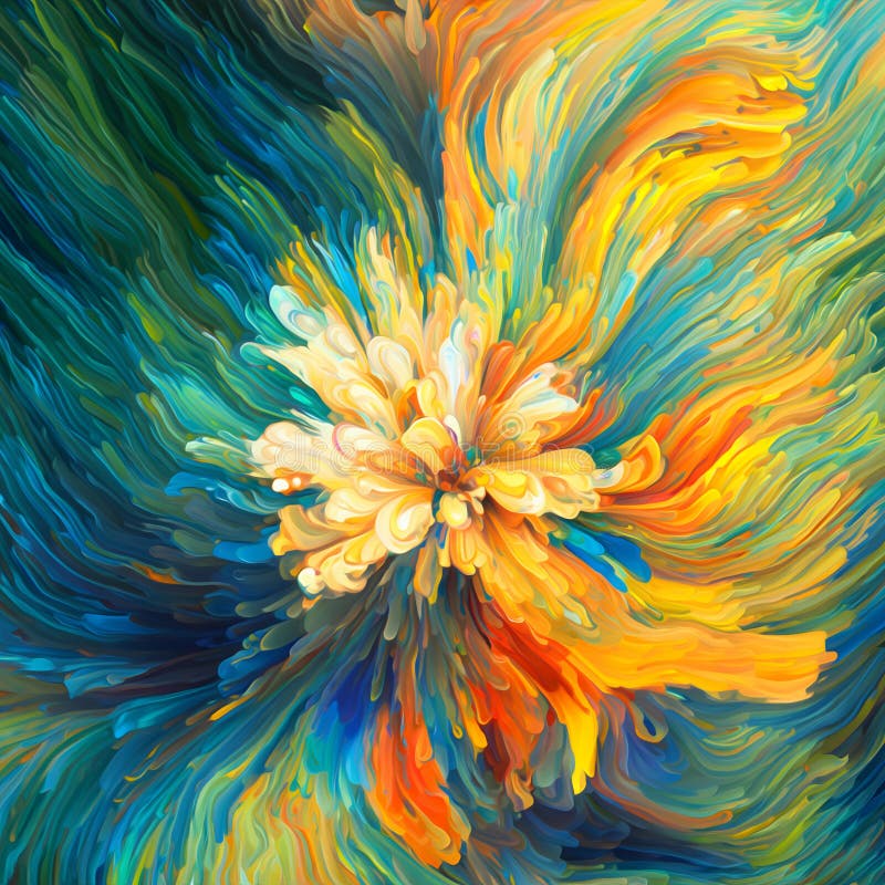 Colorful Cheerful Floral Painterly Background Stock Illustration ...