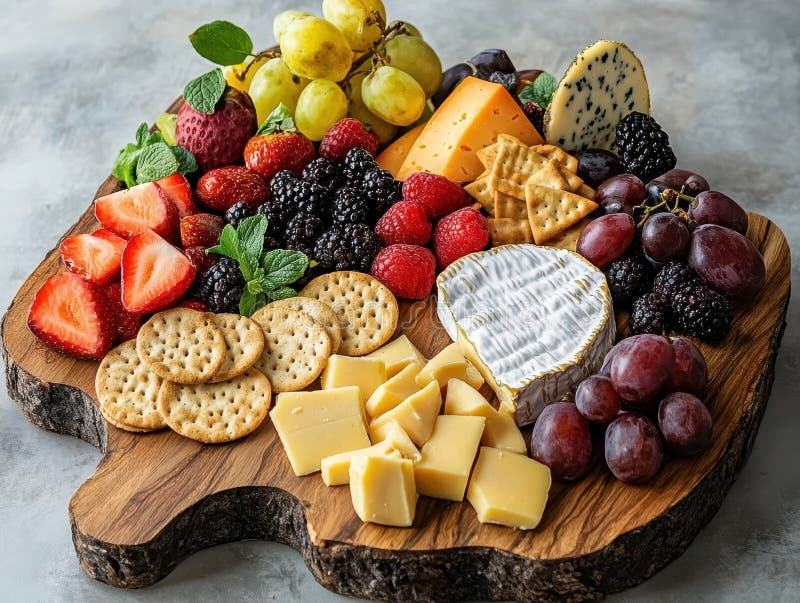 A Colorful Cheese Platter Featuring Fruits, Crackers, and Various ...