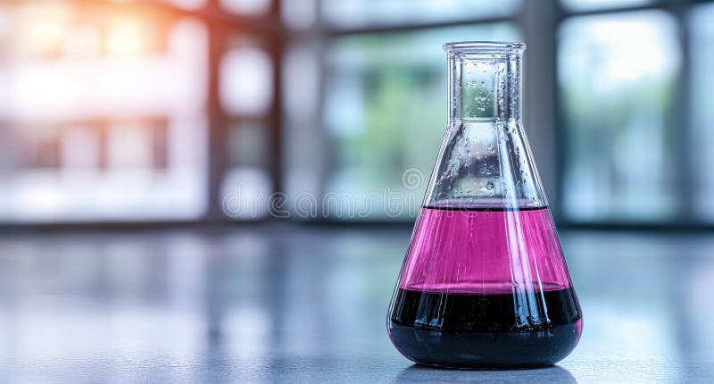 Colorful Chemical Solution in Laboratory Glassware Stock Illustration ...