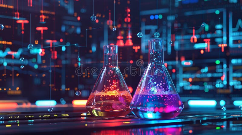 Colorful Chemical Solutions and Data in a Modern Research Laboratory ...