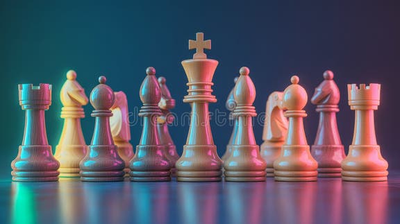 Colorful Chess Pieces Arranged on a Board Stock Photo - Image of pieces ...