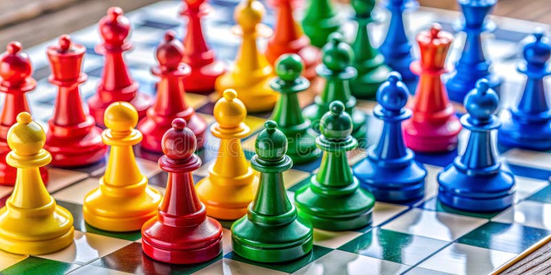 Colorful Chess Pieces on a Checkerboard, Chess, Game, Strategy ...