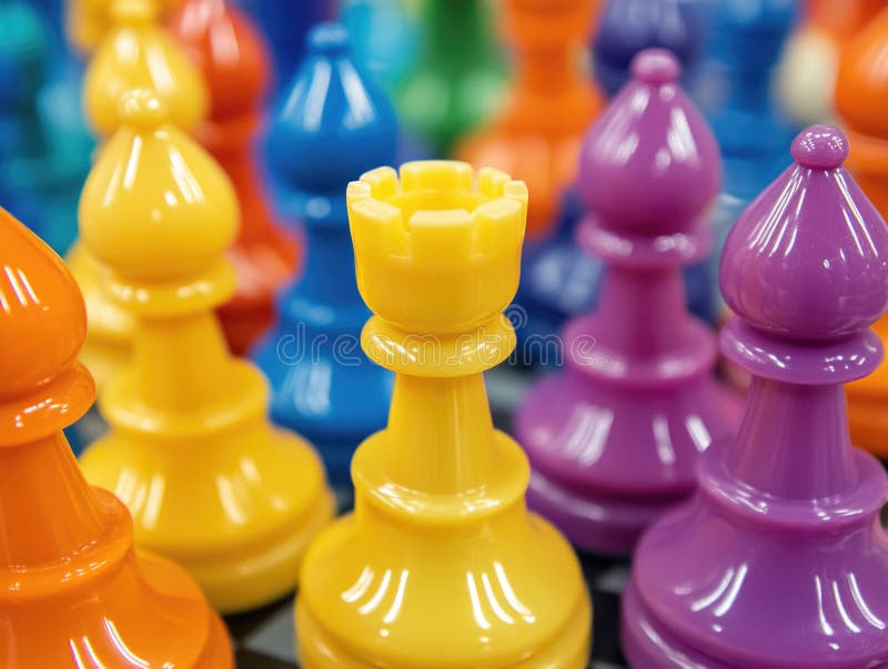 Colorful Chess Pieces Close Up Stock Photo - Image of pieces, chess ...