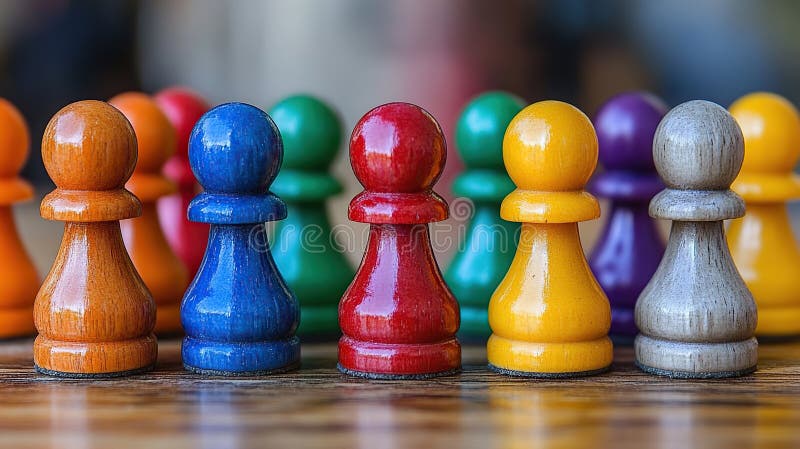 Colorful Chess Pieces in a Row Stock Illustration - Illustration of ...