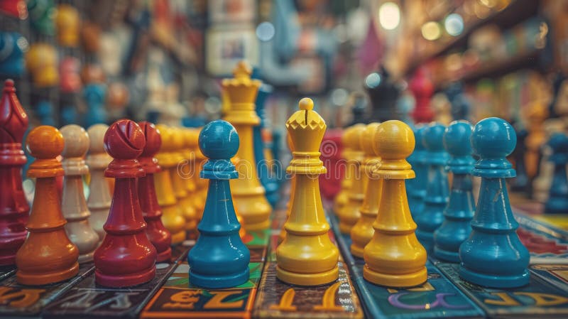 Colorful Chess Setup on Board. Stock Image - Image of night ...