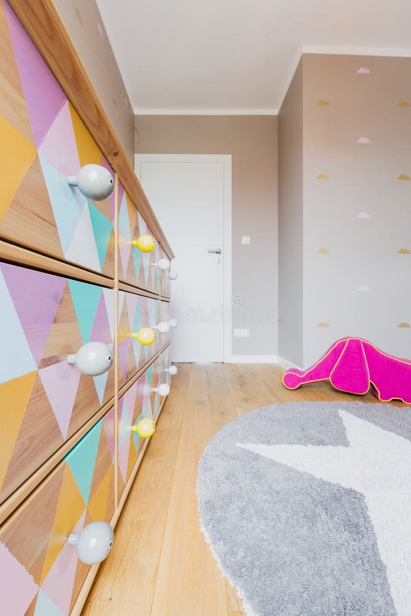 Colorful chest of drawers stock photo. Image of interior - 82938672