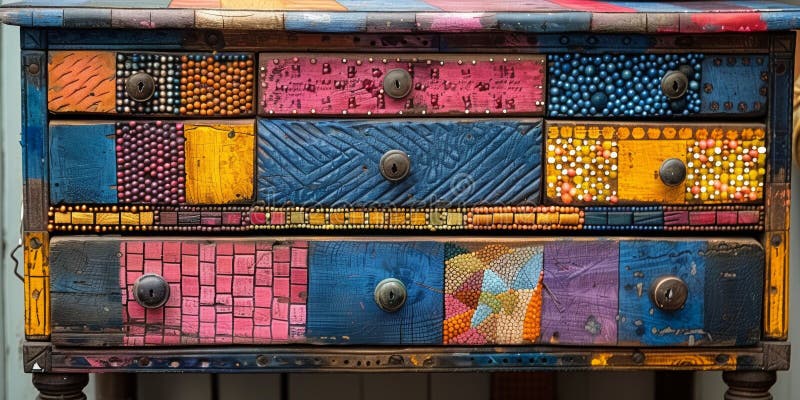 A Colorful Chest of Drawers with Multiple Differently Colored Drawers ...