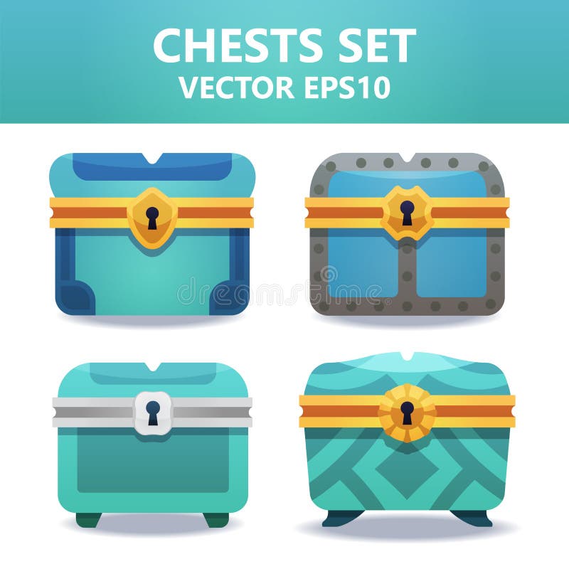 Colorful Chests Set. Assets Set for Game Design and Web Application ...