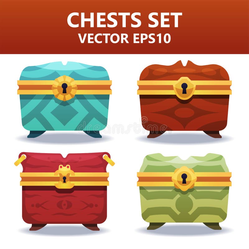 Colorful Chests Set. Assets Set for Game Design and Web Application ...