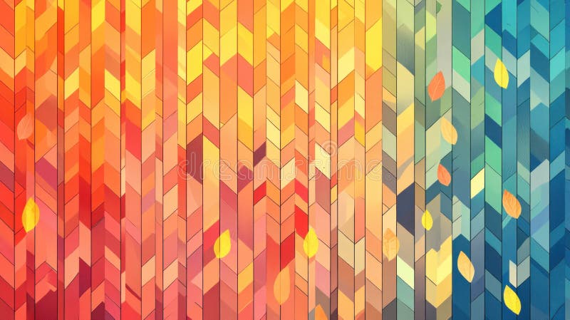 Colorful Chevron Pattern with Falling Leaves, Gradient Background Stock ...