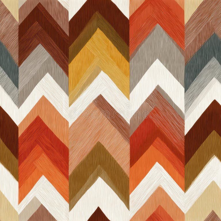 Colorful Chevron Pattern with Warm Tones and Textured Design Elements ...