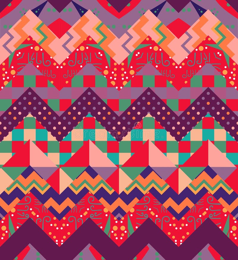 Chevron Seamless Pattern. Colorful Zigzag Patchwork Stock Vector ...