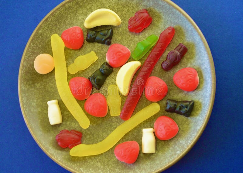 Colorful Chewy Candies on a Plate Stock Image - Image of delicious ...