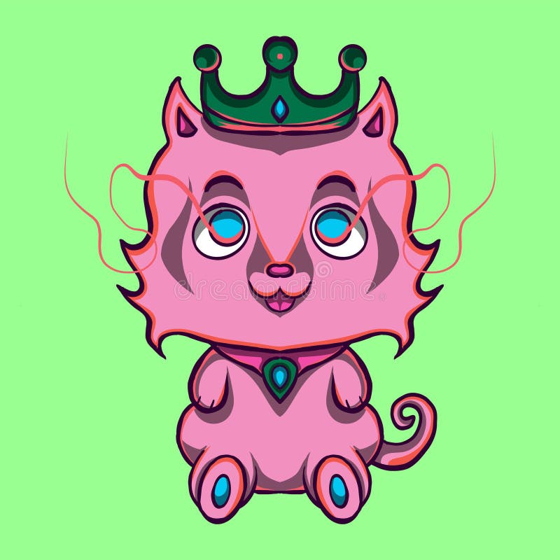 Colorful Chibi Queen Cat Artwork for Tshirt Design Stock Illustration ...