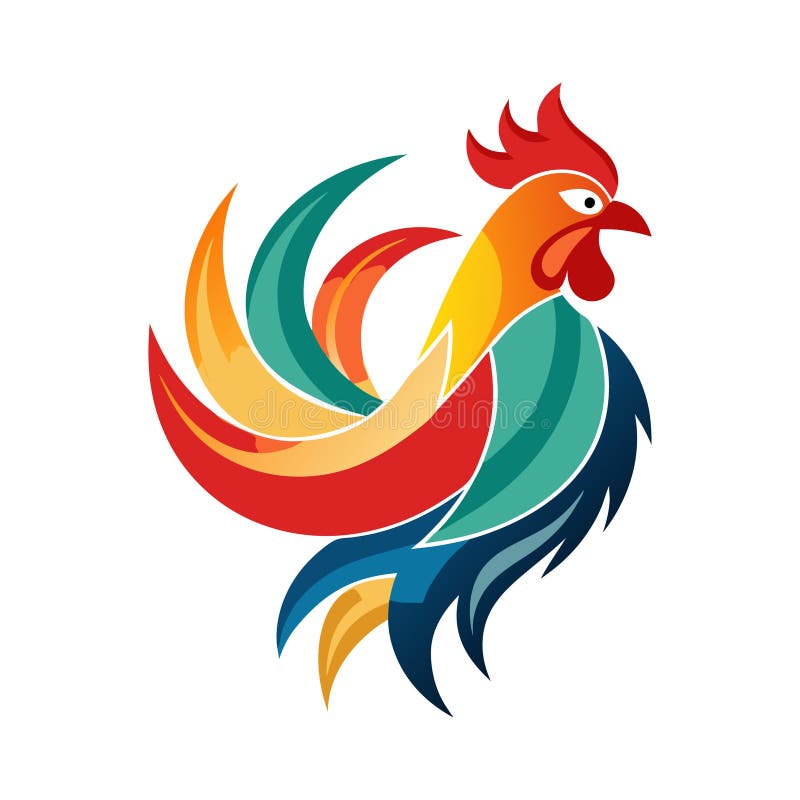 A Colorful Chicken with a Red Beak and Yellow Feathers Stock Vector ...