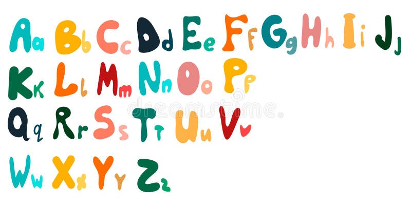 Colorful Child Hand Draw Alphabet. Vector Stock Vector - Illustration ...